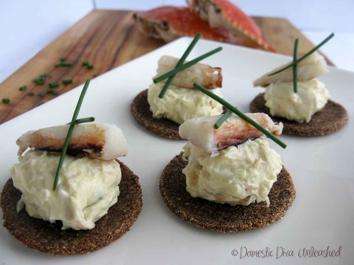 Crab Dip Canapés with Quinoa Tostadas — Domestic Diva Unleashed
